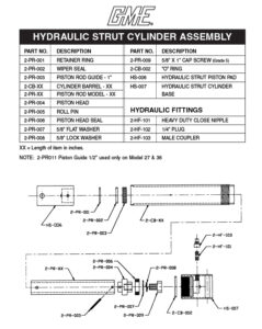 Hydraulic Strut Cylinder Parts Drawing | GME
