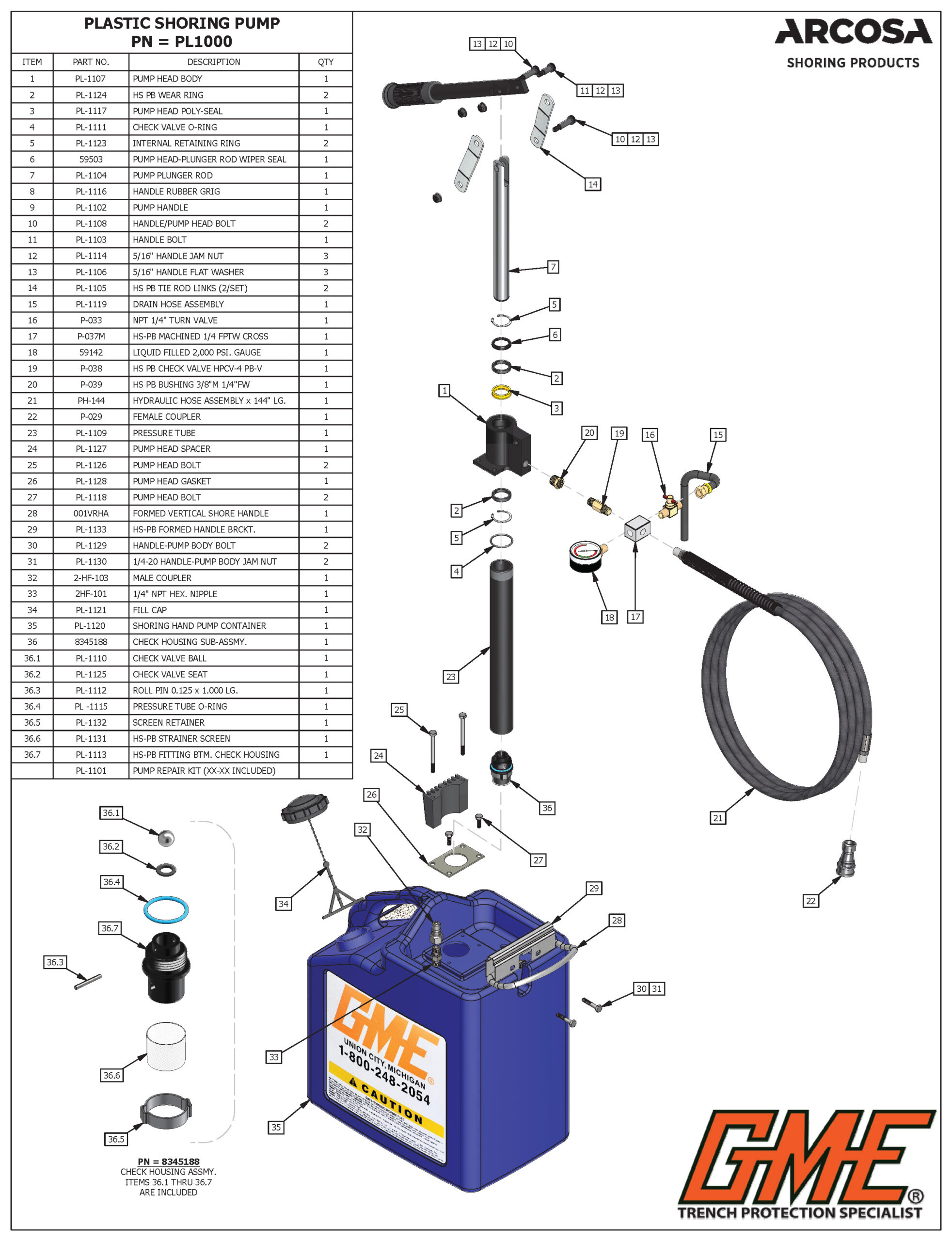 GMEHydraulic Plastic Pump Parts Drawing | GME